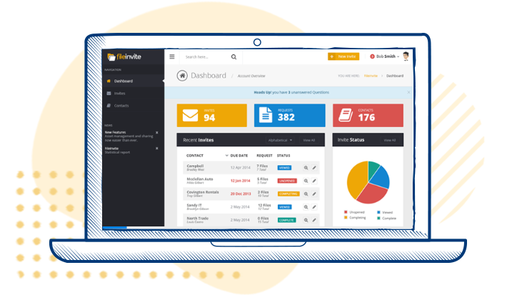 Process document requests, approve & reject documents on the dashboard
